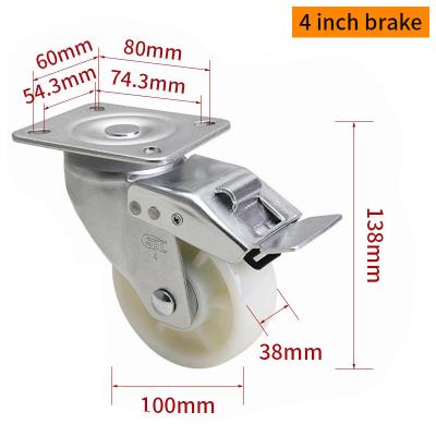 China EDL‌ Medium Duty 4inch Caster TPA Plate by Rigid , Swivel and Brake Type 250kg 664P-26 for sale