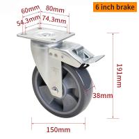 China EDL‌ Medium Duty 6inch Caster TPU Plate by Rigid , Swivel and Brake Type 250kg for sale