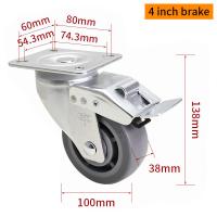 China EDL‌ Medium Duty 4inch Caster TPE Plate by Rigid , Swivel and Brake Type 200kg for sale