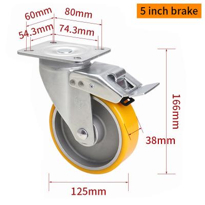 China EDL‌ Medium Duty 5inch Aluminum Caster Plate by Rigid , Swivel and Brake Type 300kg 665P-86A for sale