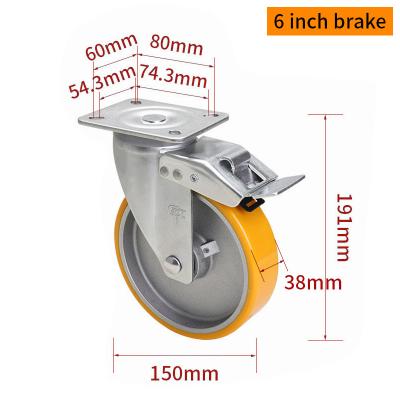 China EDL‌ Medium Duty 6inch Aluminum Caster Plate by Rigid , Swivel and Brake Type 300kg for sale
