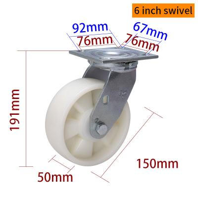 China 6 Inch Heavy Duty Swivel Casters 420kg Plate TPU 150mm Caster Wheels for sale