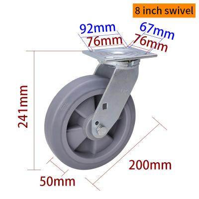 China Grey Heavy Duty Casters 8 Inch Industrial Castor Wheels 200mm 738-56 for sale