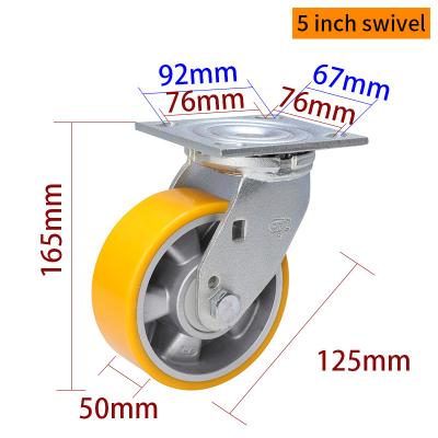 China 420kg Plate Aluminum 5 Inch Heavy Duty Caster Wheels With Brakes for sale