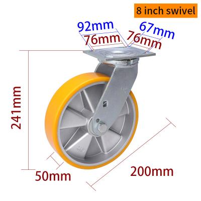 China Heavy Duty Castors 200mm 8 Inch Swivel Caster With Brake 738-86A for sale