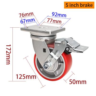 China 125mm 5 Caster Wheels Heavy Duty 700kg Load Plate Mount Rigid Castor Wheel for sale