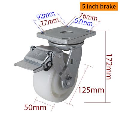 China 125mm Castor Wheels , 5 Inch Heavy Duty Swivel Casters With Brake for sale