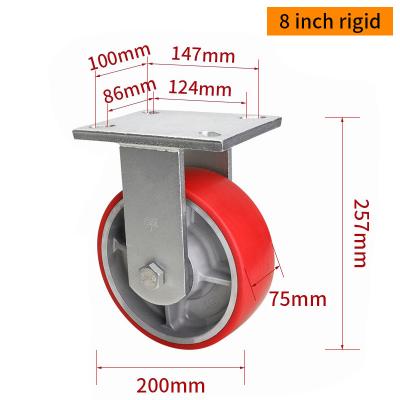 China Red Extra heavy Duty Casters With Brakes 8 Inch 200mm Caster Wheels 938-86A for sale