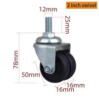 China EDL 2 Inch  Threaded  Equipment Casters Black PA  Casters With Brakes  80kg Road  M312S-13 for sale