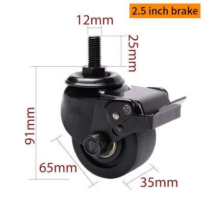 China EDL 2.5 Inch Threaded Equipment Moving Casters With Brake M4125S-16 300Kg Road for sale