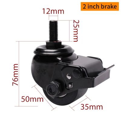 China EDL Equipment Casters 2 Inch PA Threaded Casters With Brake M412S-16 250Kg Road for sale