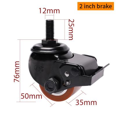 China EDL TPU Equipment Casters  2 Inch Threaded Casters  250Kg Load With Brake M412S-86A for sale