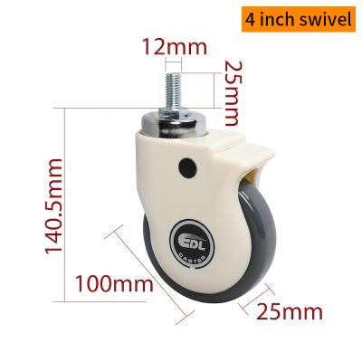 China 4 Inch TPU Medical Caster Wheels 80kg Load Capacity for sale