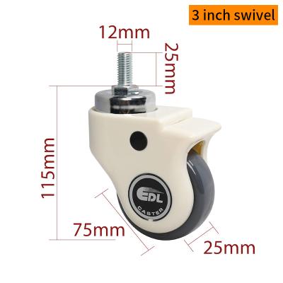 China 3 Inch TPU Medical Caster Wheels 80kg Load Swivel Brake Type for sale