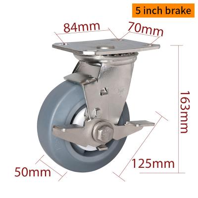 China EDL 5 Inch Stainless Steel Heavy Duty Caster With Durable TPE Wheel Loading 300Kg S715P-55 for sale