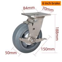 China EDL 6 Inch Stainless Steel Heavy Duty Caster With Durable TPE Wheel Loading 350Kg S716P-55 for sale