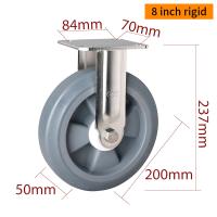 China EDL 8 Inch Stainless Steel Heavy Duty Caster With Durable TPE Wheel Loading 400Kg S718P-55 for sale