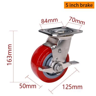 China EDL 5 Inch Stainless Steel Heavy Duty Caster With Durable TPU Wheel Loading 350Kg S715P-85 for sale