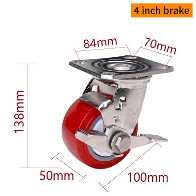 China EDL 4 Inch Stainless Steel Heavy Duty Caster With Durable TPU Wheel Loading 320Kg S714P-85 for sale
