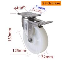 China EDL 5Inch Stainless Steel Medium Duty Caster With Durable  Wheel Loading 150Kg S545P-25 for sale