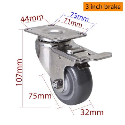 China EDL 3Inch Stainless Steel Medium Duty Caster With Durable  Wheel Loading 150Kg S543P-75 for sale