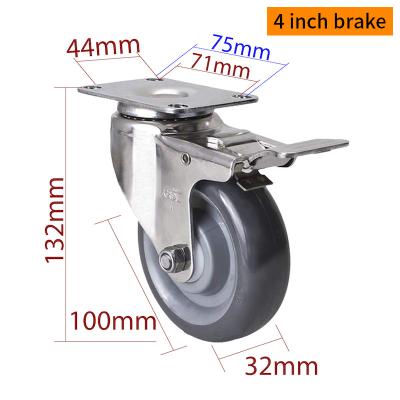 China EDL 4Inch Stainless Steel Medium Duty Caster With Durable  Wheel Loading 150Kg S544P-75 for sale