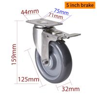 China EDL 5Inch Stainless Steel Medium Duty Caster With Durable  Wheel Loading 150Kg S545P-75 for sale