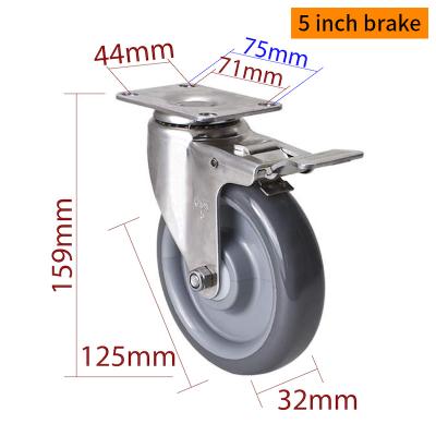 China EDL 5Inch Stainless Steel Medium Duty Caster With Durable  Wheel Loading 150Kg S545P-75 for sale