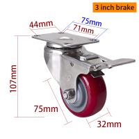 China EDL 3Inch Stainless Steel Medium Duty Caster With Red Wheel Loading 150Kg S543P-85 for sale