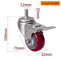 China EDL 3Inch Stainless Steel Threaded Caster Loading 150Kg With TPU Wheel S543S-85 for sale