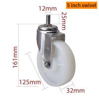 China EDL 5Inch Stainless Steel Threaded Swivel/Brake Caster Loading 150Kg  S545S-25 for sale