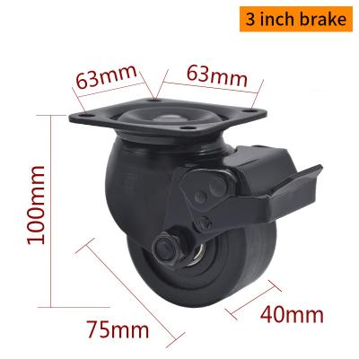 China EDL Equipment Casters 3Inch PA E-coated Casters With Brake M433-16P 500Kg Road for sale