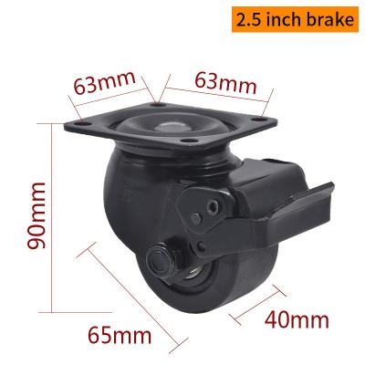 China EDL Equipment Casters 2.5Inch PA Wheels With E-coated bracket Brake M4325-16P 450Kg Road for sale
