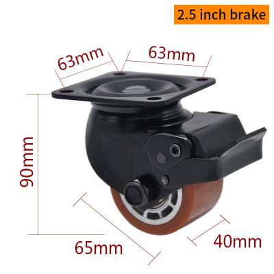 China EDL Equipment Casters 2.5Inch E-coated Plate Aluminum Casters with Brake 450Kg Road M4325P-86A for sale