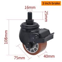 China EDL Equipment Casters 3Inch Threaded Swivel E-coated Casters 500Kg Road with Brake M433S-86A for sale