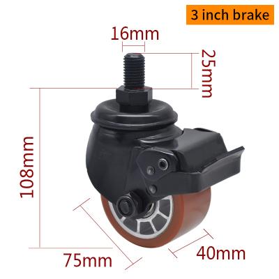 China EDL Equipment Casters 3Inch Threaded Swivel E-coated Casters 500Kg Road with Brake M433S-86A for sale