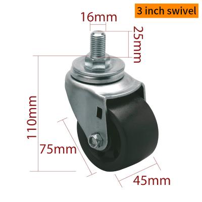 China EDL 2Inch Threaded Equipment Casters M623P-03 By Rigid Swivel Brake Load 180kg for sale