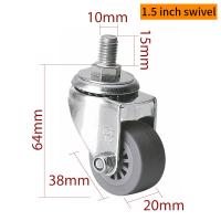 China EDL 1.5''  Smooth Stainless Steel TPE Threaded  Swivel/Brake Casters S2615S-53 Load 45kg for sale