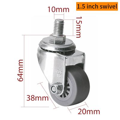 China EDL 1.5''  Smooth Stainless Steel TPE Threaded  Swivel/Brake Casters S2615S-53 Load 45kg for sale