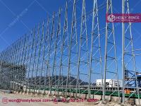 China 12m high Steel Wind Break Fence System | 1.5mm corrugated Perforated Metal Sheet | Blue Color | 910X3000mm - Hesly Fence for sale
