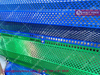 China steel wind break panels | 1.5mm thick | 300mm width | single peak | 30% opening area | Blue | HeslyFence- China Factory for sale