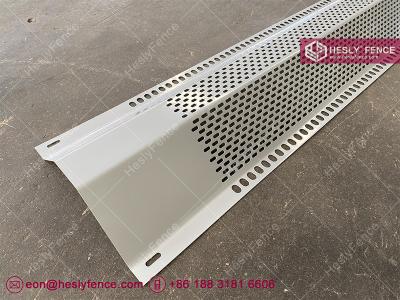China 30% opening ratio Perforated Corrugated Steel Wind Break Fence | 300mm width | 3000mm Long | Grey Powder coated - Hesly for sale