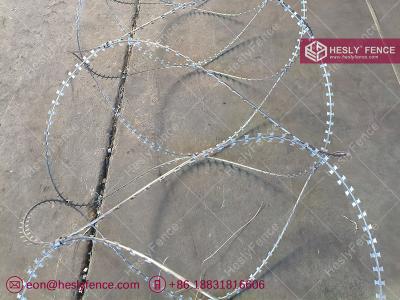 China BTO-10 Concertina Razor Wire Coil, 600mm Diameter Coil, Hot Dipped Galvanized Steel Wire, HESLY Brand, China exporter for sale