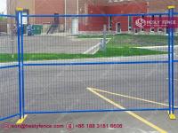 China 6ft height Blue Color Portable Temporary Mesh Fence with top clips and steel base plate for sale