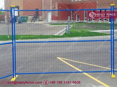 China 6ft height Blue Color Portable Temporary Mesh Fence with top clips and steel base plate for sale