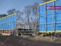 China Wind & Dust Suppressing Fence Wall, 10m height, Steel Corrugated Perforated Metal Panels, Powder Coated RAL 5005 blue for sale