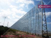 China Wind & Dust Suppressing Fence Wall, 10m height, Steel Corrugated Perforated Metal Panels, Powder Coated RAL 5005 blue for sale