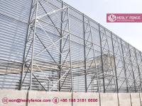 China Wind & Dust Suppressing Fence Wall, 10m height, Steel Corrugated Perforated Metal Panels, Powder Coated RAL 5005 blue for sale