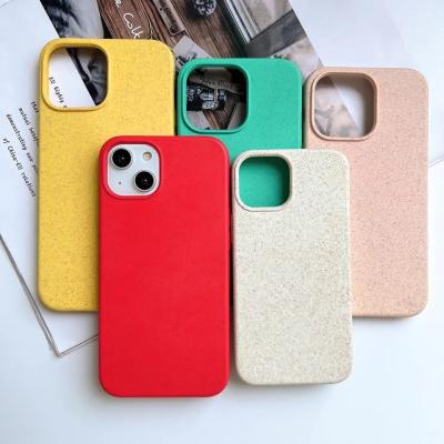 China Biodegradable Eco wheat Phone Case For Iphone 13 14 Pro max Cover custom Logo Compostable degradable Phone Case for sale