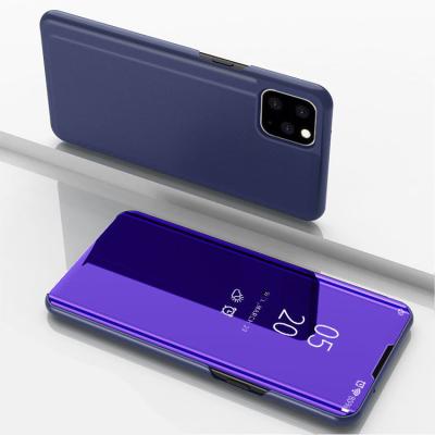 China Luxury Leather Clear View Flip Standing Mirror Mobile Cell Phone Cover Case For Samsung Galaxy S20 for sale